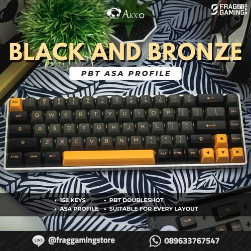 Jual Akko Black & Bronze ASA Profile 158 Keycaps Set PBT Doubleshot ...