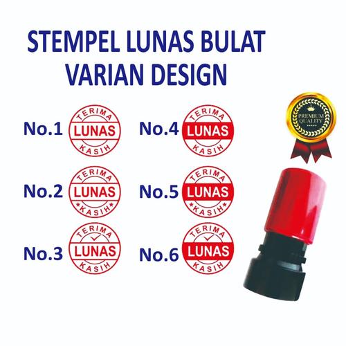 Jual stempel lunas varian design model bulat - Biru, design no.2 ...