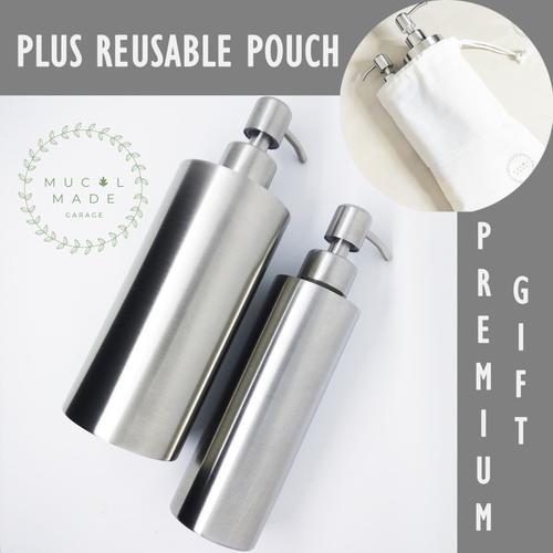 Jual SET STAINLESS STEEL TEMPAT BOTOL SABUN CAIR DISPENSER POMPA 350 ...