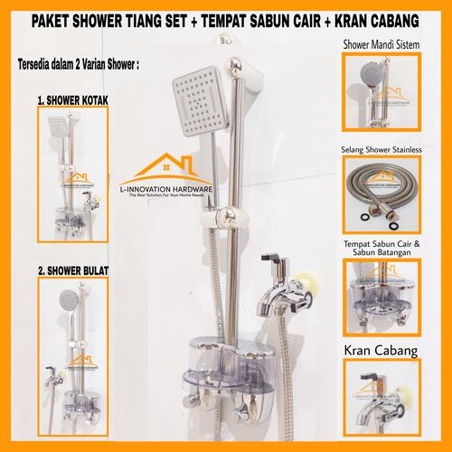 Promo Tiang Shower mandi Stainless Set Kran Air Cabang Tempat Sabun ...