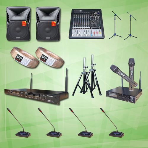 Jual PAKET SOUND SYSTEM MIC MEJA RAPAT WIRELESS AUDERPRO K7 PAKAI 4 MIC ...