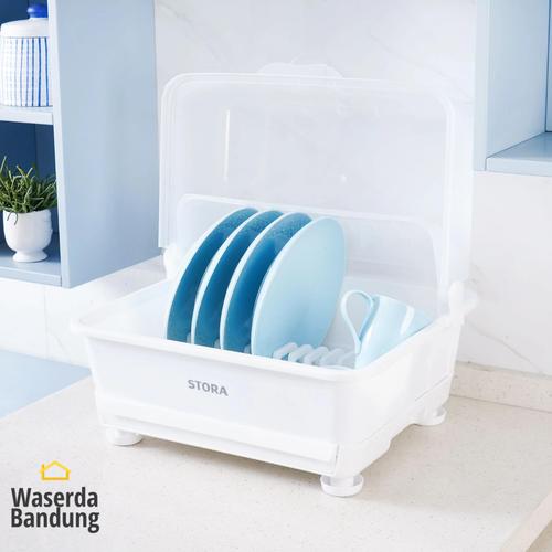 Jual Rak Piring Plastik Tertutup Minimalis dengan Baki Penampung Air ...