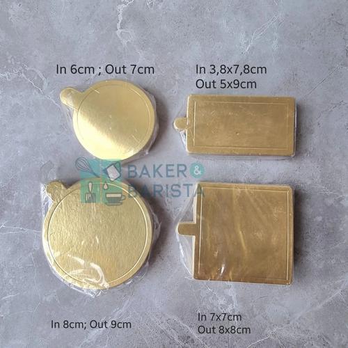 Jual liner slice cake tatakan kue dessert alas kue potongan alas gold ...