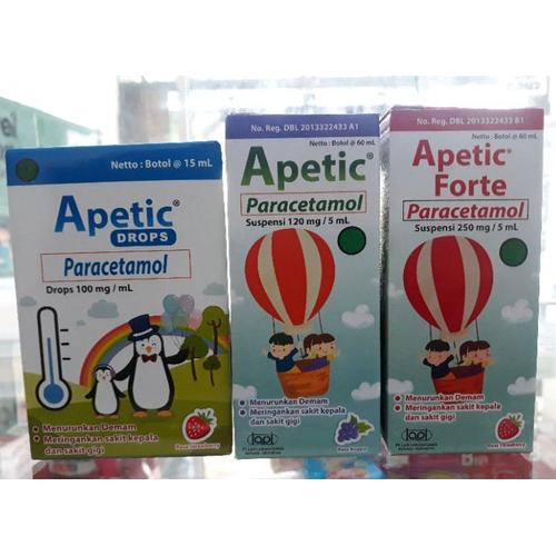 Jual APETIC Paracetamol Sirup, Drop & Forte, obat penurun panas anak ...