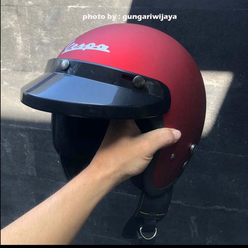 Jual helm vespa retro lengkap dengan pet atau topi helm - HITAM DOP, M ...