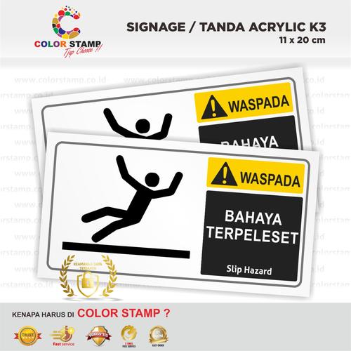 Jual Papan Nama Akrilik/Sign/Tanda/Plang Bahaya Terpeleset - Kota ...