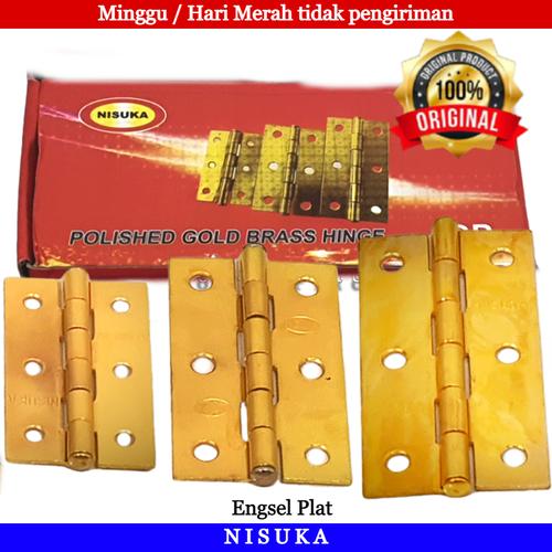 Jual ENGSEL PLAT TIPIS KUNING NISUKA POLISHED BRASS HINGE ENGSEL PINTU ...