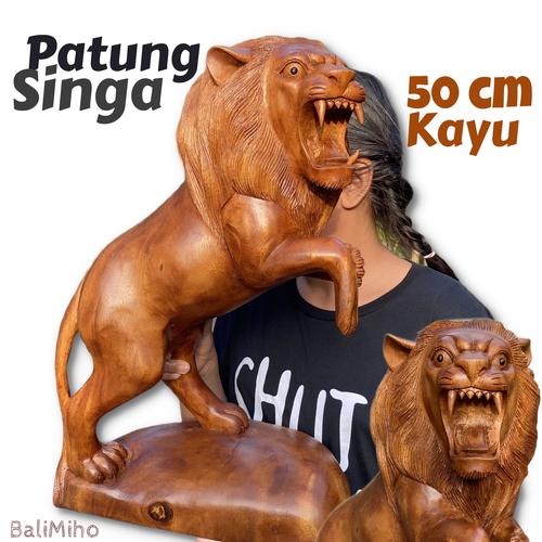 Jual Pajangan Patung Singa Kayu Patung Raja Hutan Lion statue Patung ...