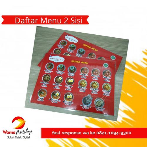 Jual CETAK DAFTAR MENU / DAFTAR HARGA Ukuran A5 (+ LAMINASI) 2 SISI ...