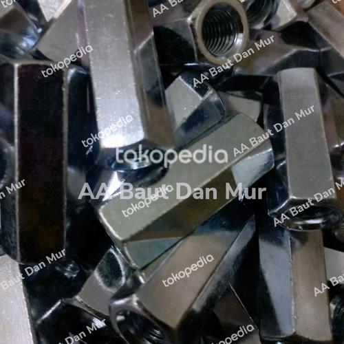 Jual Long nut M12 x P 1.75 - panjang 50 mur panjang / coupling Galvanis ...