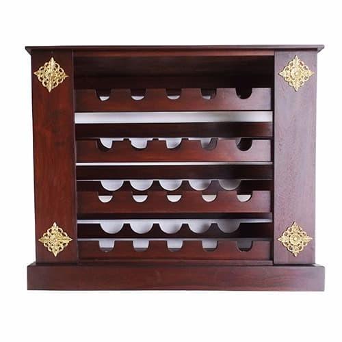 Jual Rak Wine Mahoni / Wine Rack Cabinet - 5x4 dgn Plat Decor DCP1390A ...