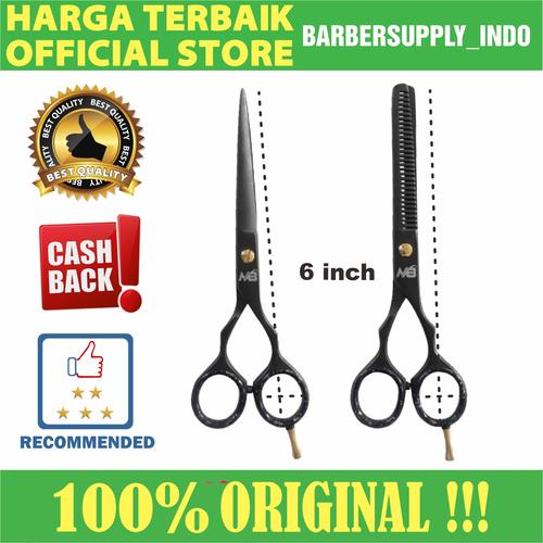 Jual GUNTING SET POTONG RAMBUT & PENIPIS STAINLESS 6" HITAM BARBER SHOP ...