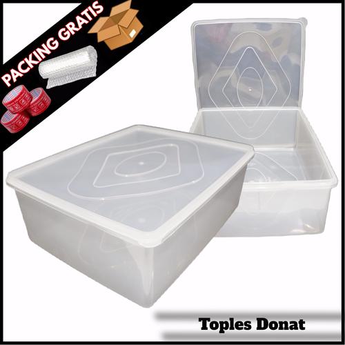 Jual Toples Donat Besar Transparan Kotak Makanan kapasitas besar ...