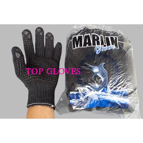 Jual Sarung Tangan Benang Hitam Bintik Hitam PVC Dotting Polkadot ...
