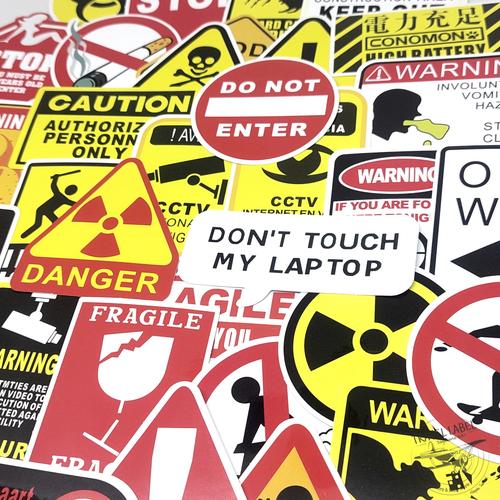 Jual Sticker Koper 1 set 50 Pcs : Desain Motif Warning Fragile Danger ...