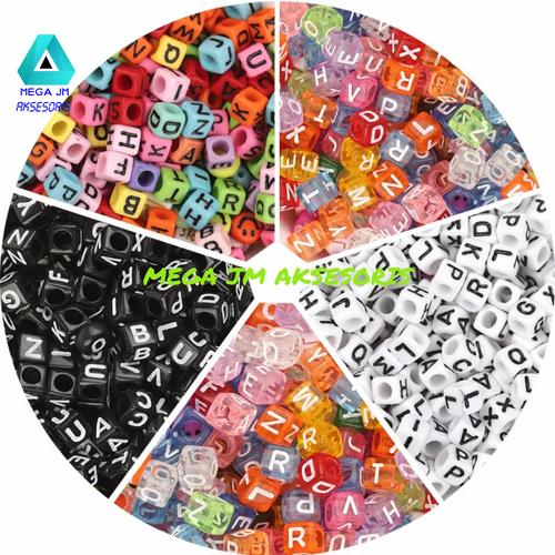 Jual Manik Manik Huruf Kotak Mote Huruf Abjad Balok Mute Alfabet Dadu ...
