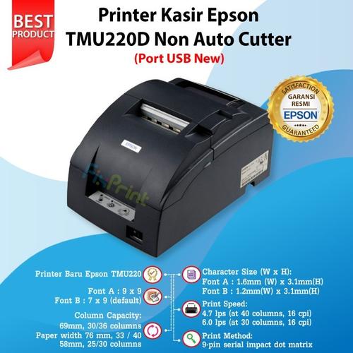 Jual PRINTER EPSON TMU220 TMU 220 D TM U220 D TMU220D NON AUTO CUTTER ...