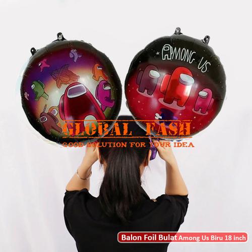 Jual balon foil bulat Among Us hitam / balon bulat karakter among us ...