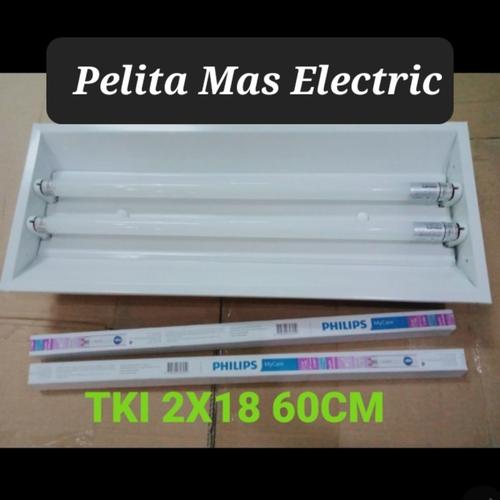 Jual KAP LAMPU TLD TKI 2x18W KOMPLIT TL LED 60cm - + lampu philips ...