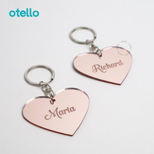 Jual Gantungan Kunci Hati Custom Nama Akrilik Mirror Heart Keychain ...