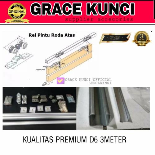 Jual REL SLEDING PREMIUM D6 3M (300CM) / REL PINTU GESER 3.0M COMPLETE ...