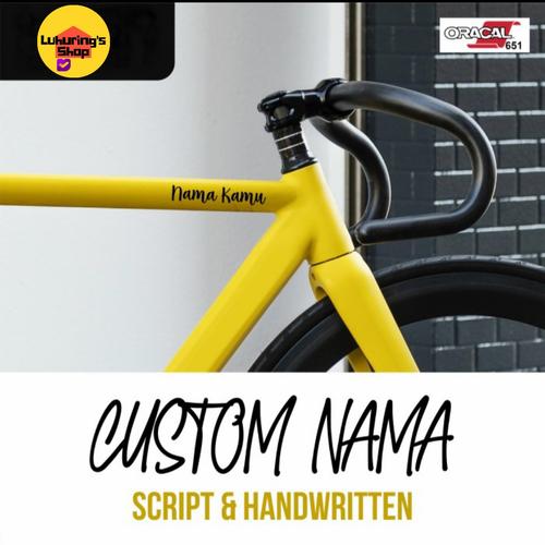 Jual Cutting Sticker Stiker Custom Nama Frame Sepeda Signature tahan ...