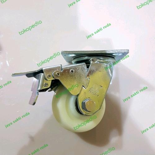 Jual Roda Troley Nilon heavy Duty 200 kg 4 inch ( muter + rem ...