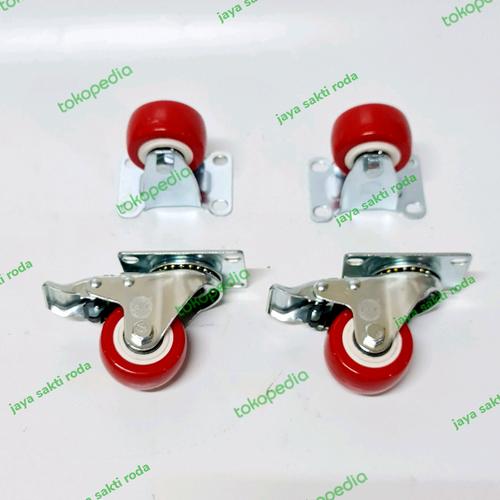 Jual Roda pu roha taiwan 2,5 inch merah 2rem 2mati (harga isi 4 roda ...