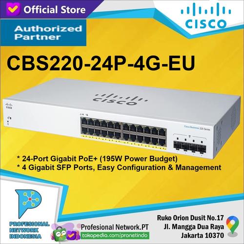 Promo Cisco Business 220 Series Smart Switch CBS220-24P-4G-EU 24-port ...