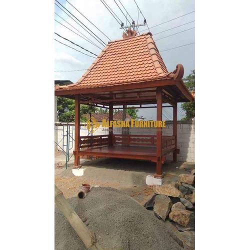Jual gazebo kayu jati ukuran 3,5x3,5 atap model joglo / saung gazebo ...
