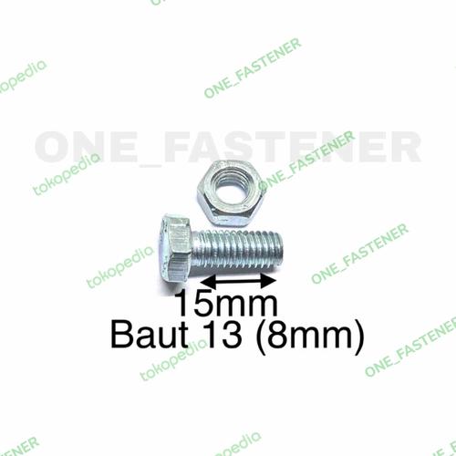 Jual 50 pcs Baut Mur M8x15 Putih BMP 8mm Panjang 1.5cm Kunci 13 M8 8x15 ...