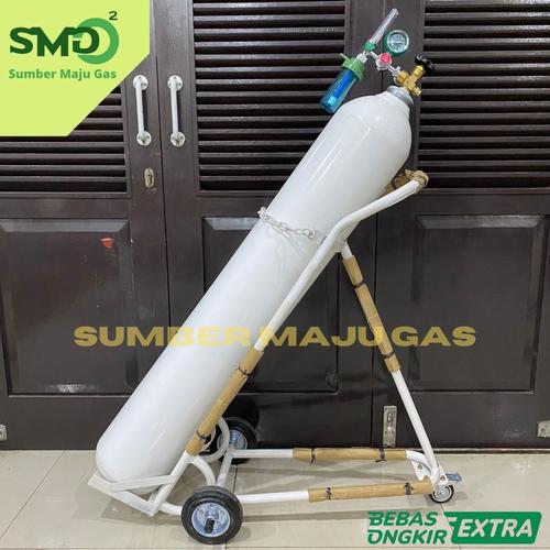 Jual Tabung Oksigen 6m3 Besar Lengkap Siap Pakai (+Regulator+Troli+Isi ...