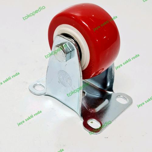 Jual Roda pu merah roha taiwan 2,5 inch tinggi 9,3 cm model mati ...