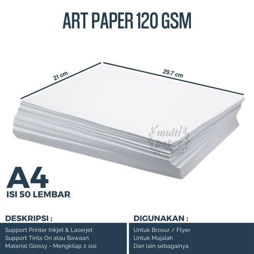 Jual Kertas Art Paper A4 120 gsm / Art Paper A4 120 gr isi 50 Lembar ...