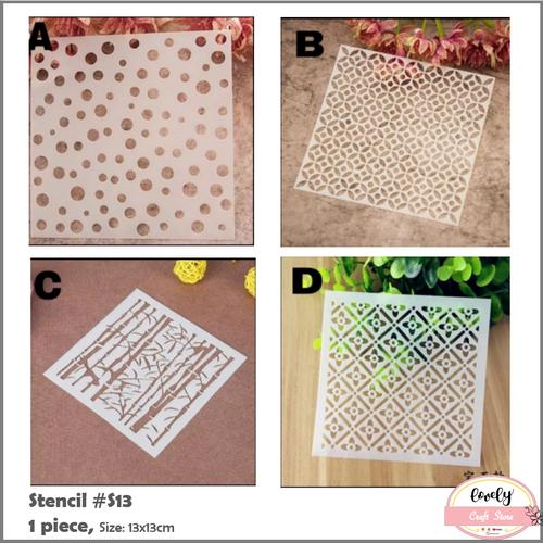 Jual plastic stencil 13x13cm cetakan stensil lukis, craft, kue cake ...