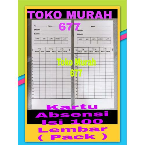 Jual KARTU ABSEN / ABSENSI ISI 100 LEMBAR (PACK) - Jakarta Barat - toko ...