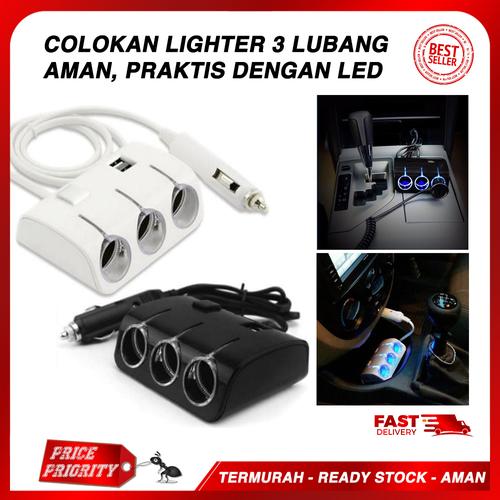 Jual Colokan LIGHTER Mobil 3 LUBANG usb charger TRIPLE SOCKET CIGGARATE ...