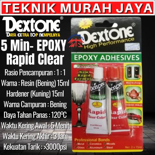 Jual DEXTONE RAPID CLEAR 5Menit Lem Besi Epoxy Campur Bening 30ml ...