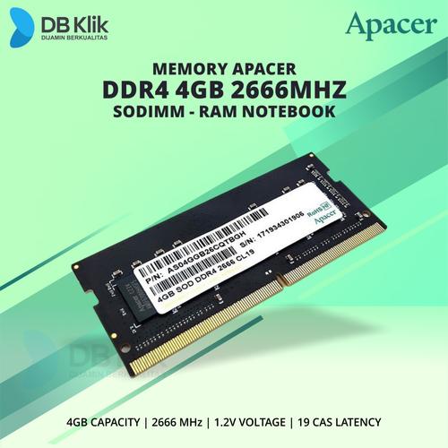 Jual Memory Apacer Ddr4 4gb 2666mhz Sodimm Ram Notebook Apacer Ddr4