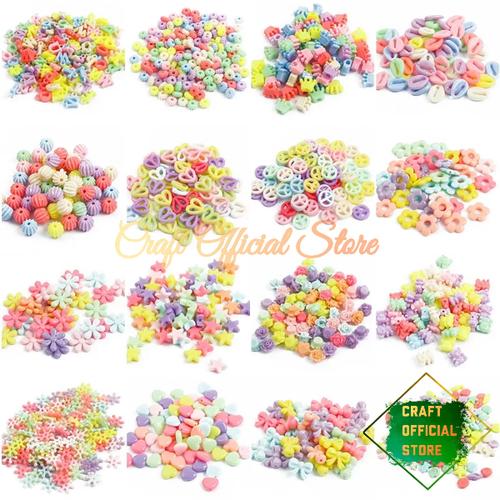 Jual 60 Pcs Manik Manik Mote Pastel Mote Susu Motif Love Bunga Bintang ...