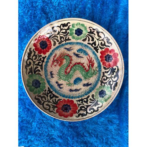 Jual Piring Kuno Naga Hijau Muda Retak 1000 Anti Basi Peninggalan 40CM ...