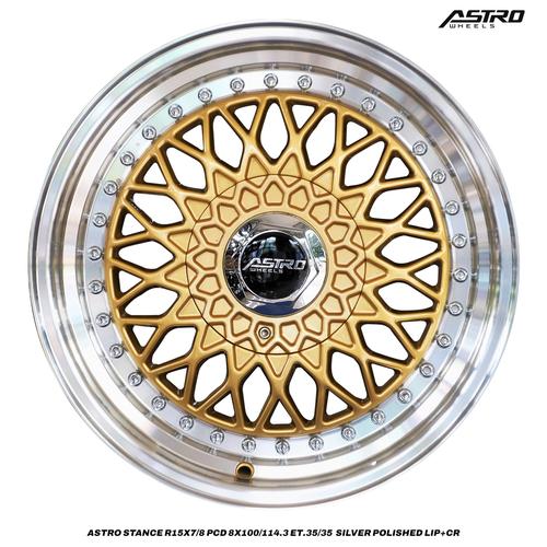 Promo Velg Mobil ASTRO Wheels Stance 15x7.0/8.0 8x100/114.3 ET 35 Gold ...