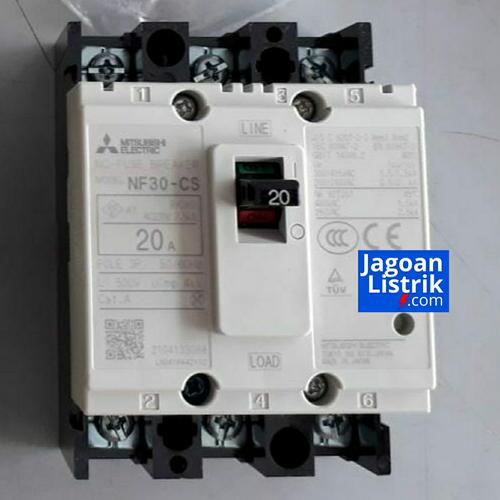 Jual NFB NF30CS 3P 20A MITSUBISHI NF30-CS 3 Pole 20Ampere Mesin No Fuse ...