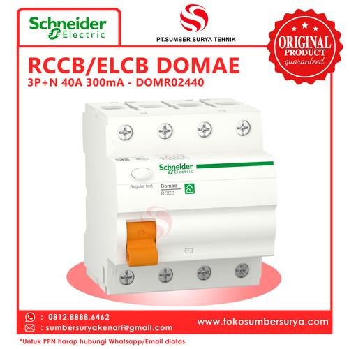 Jual RCCB/ELCB Domae 4P / 3P+N 300mA 40A DOMR02440 SNI Schneider ...