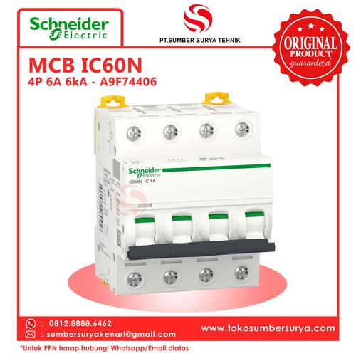 Jual MCB iC60N 4P 6A A9F74406 Schneider - Jakarta Pusat - SUMBER SURYA store | Tokopedia
