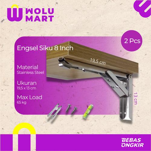 Jual Engsel 8 inch Siku Lipat Bracket Meja dan Dinding Bobot 65 Kg 2 ...
