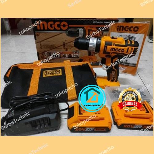 Jual INGCO Cordless Hammer Drill CIDLI2002 BOR BATERAI BETON 10mm 20V ...