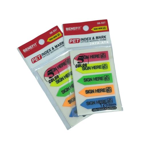 Jual STICKY NOTES SIGN HERE PANAH TANDA TANGAN 5 WARNA PLASTIK 125LBR ...