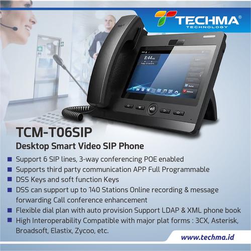 Jual Desktop Smart Video SIP Phone TECHMA TCM-T06SIP - Kota Surabaya ...