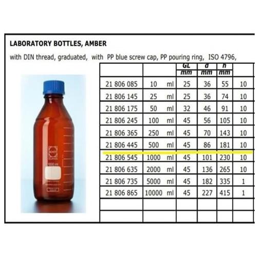 Jual bottle Sample schott duran,botol laboratorium amber coklat 1000ml ...